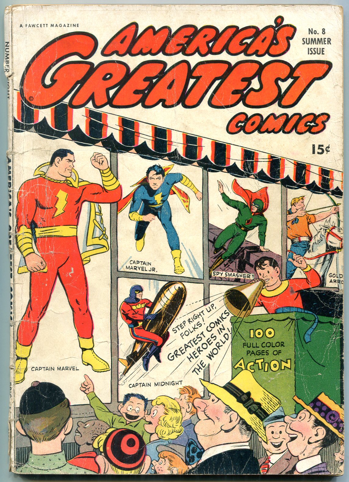 America's Greatest Comics #8 1943- Captain Marvel- Spy Smasher Rare G+ ...