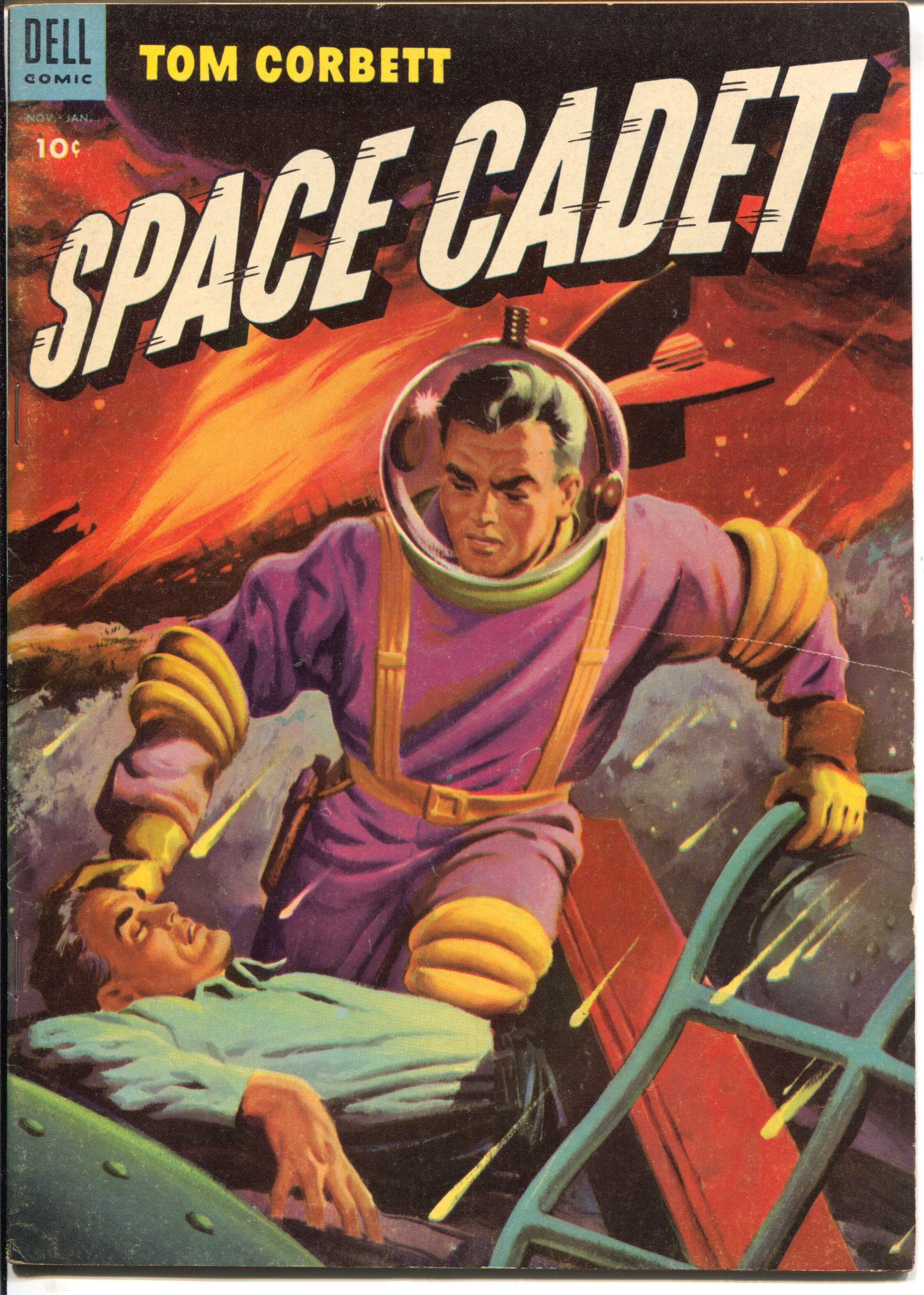 Tom Corbett Space Cadet #8 1953-Dell-rocket crash cover-sc-fi thrills ...