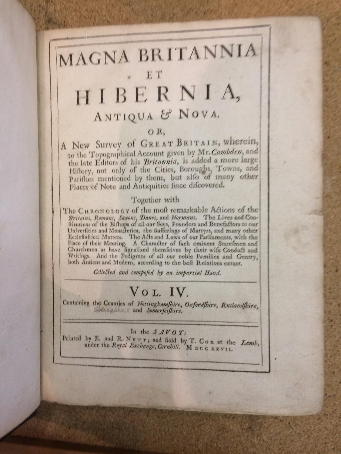 Magna Britannia et Hibernia, Antiqua & Nova. Vol 4 - Nottinghamshire ...