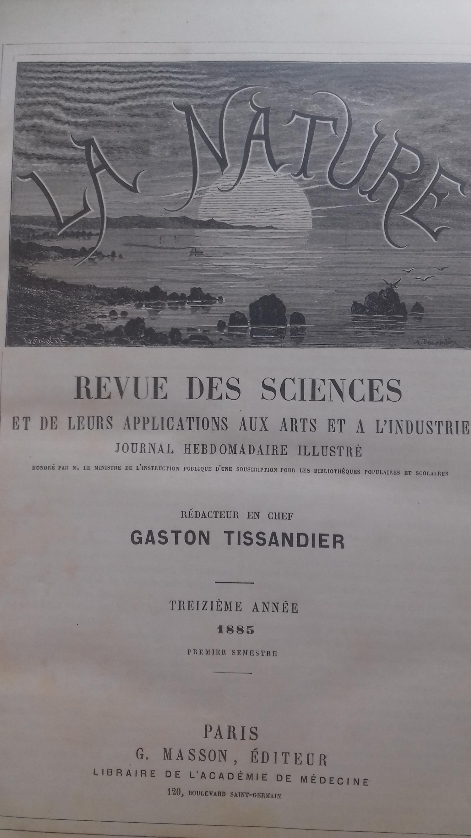 la nature revue des sciences et de leurs applications by gaston ...