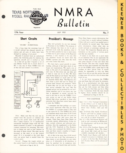 NMRA Bulletin Magazine, July 1951: 17th Year No. 7 : Official ...