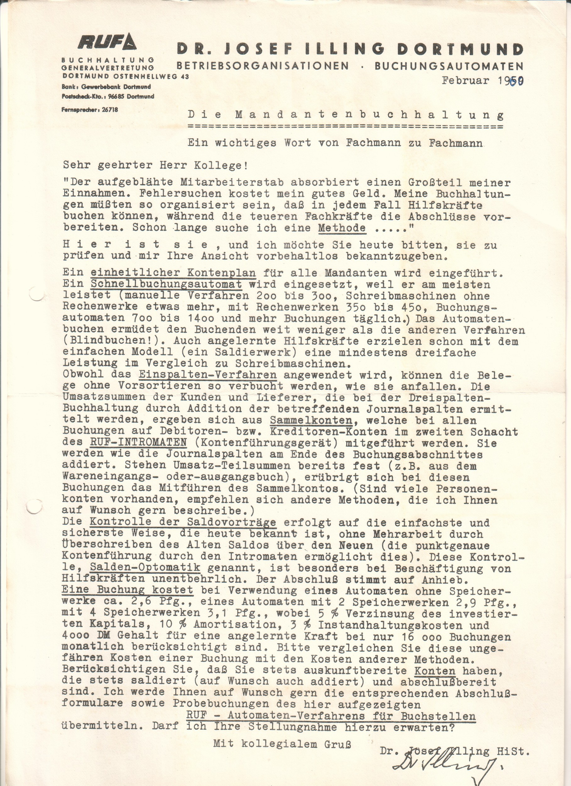 Konvolut der Firma RUF Buchhaltung Karlsruhe, Generalvertretung Dr ...