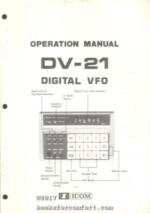 Operation Manual DV-21 Digital VFO by ICOM: Very Good Paperback 1st ...