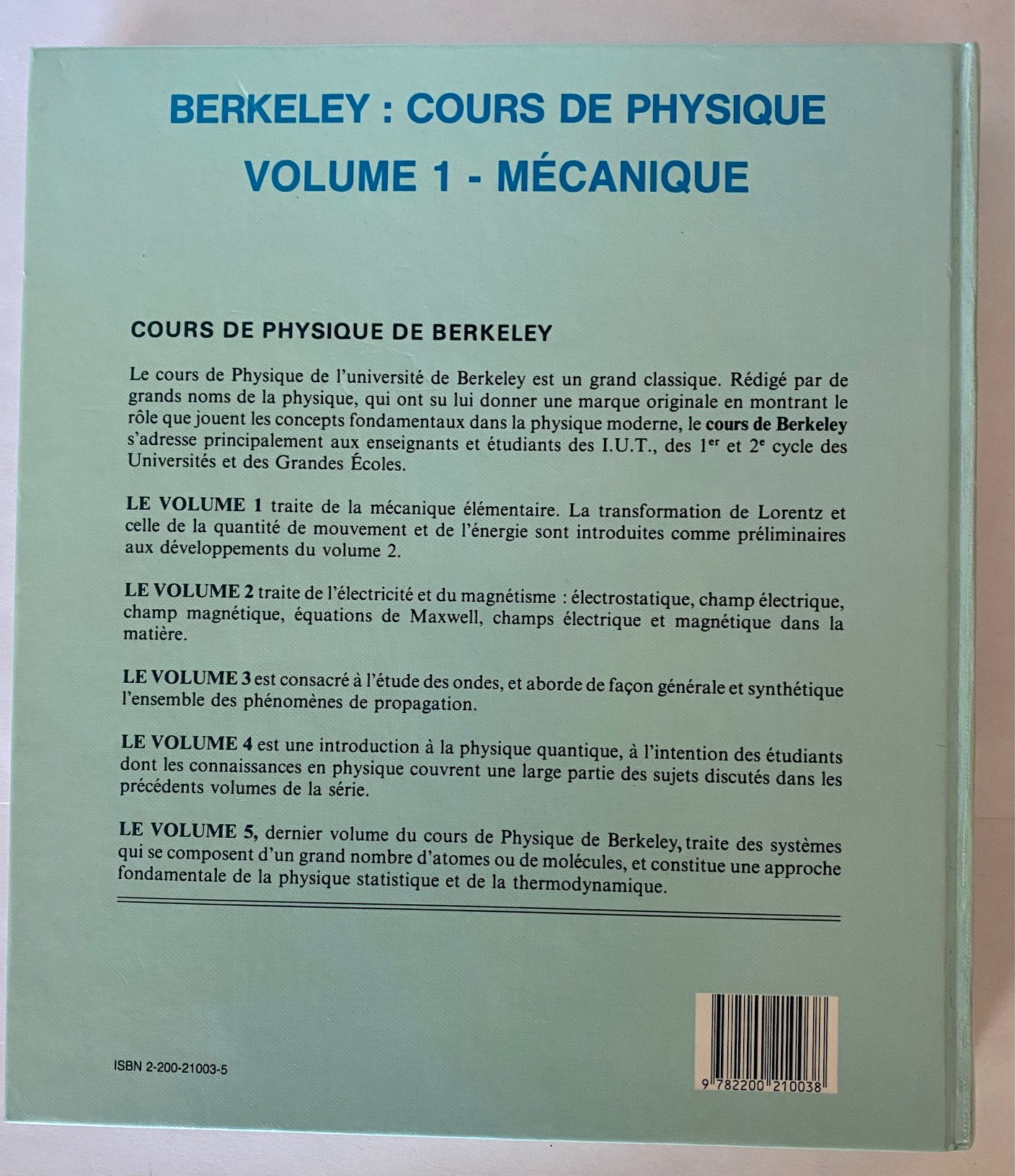 Berkeley cours de physique volume 1 by Charles Kittel / Walter D ...