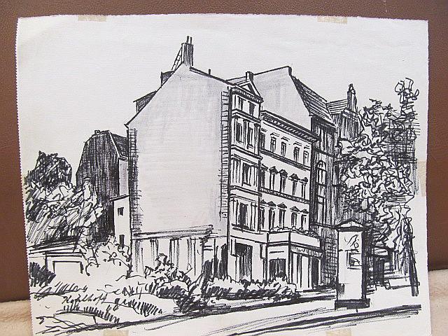 Häuser und Litfaßsäule wohl in Berlin ( möglicherweise Treptower Straße ...