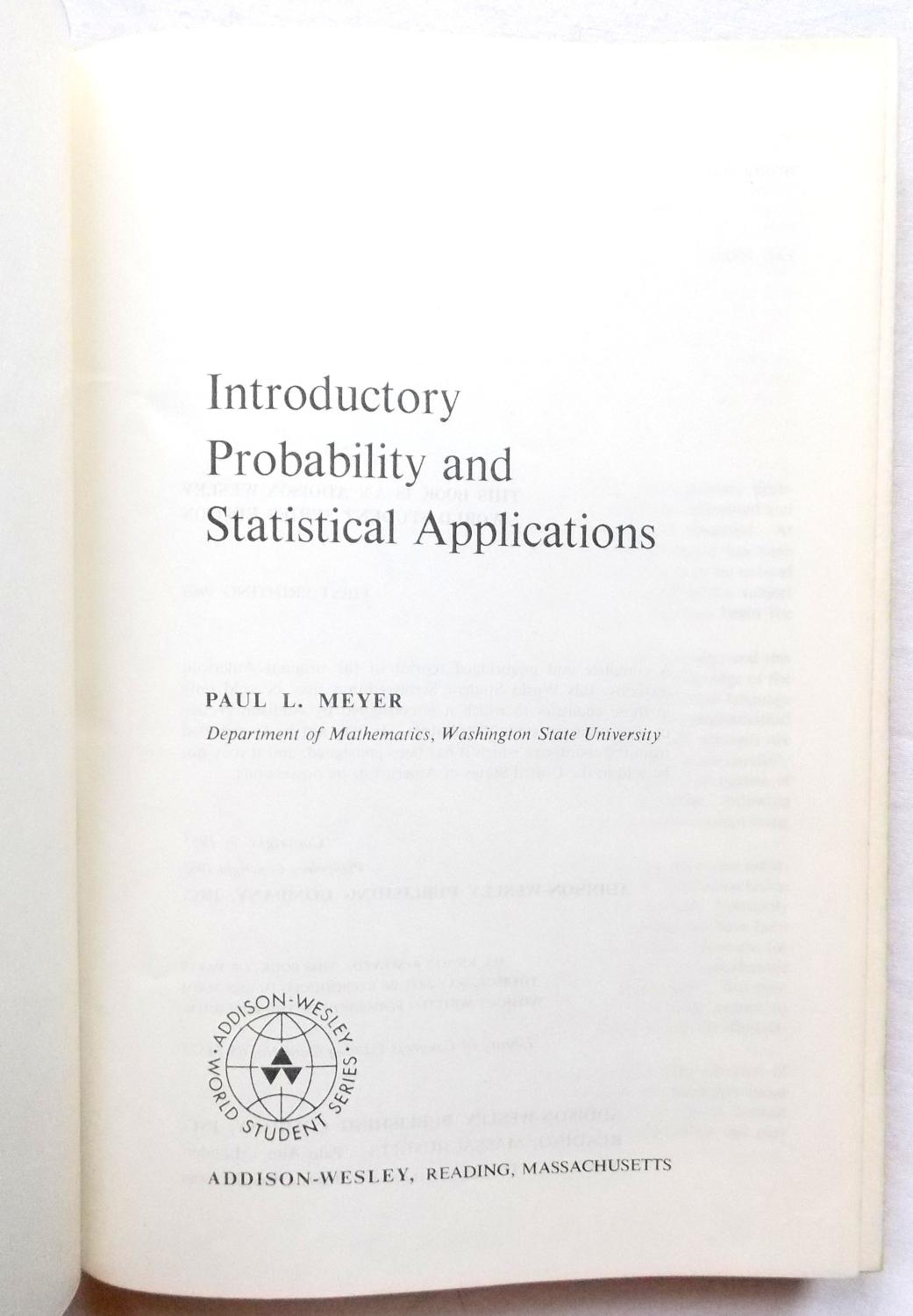 Introductory Probability and Statistical Applications by Meyer, Paul L ... Introductory Probability and Statistical Applications by Meyer, Paul L ...