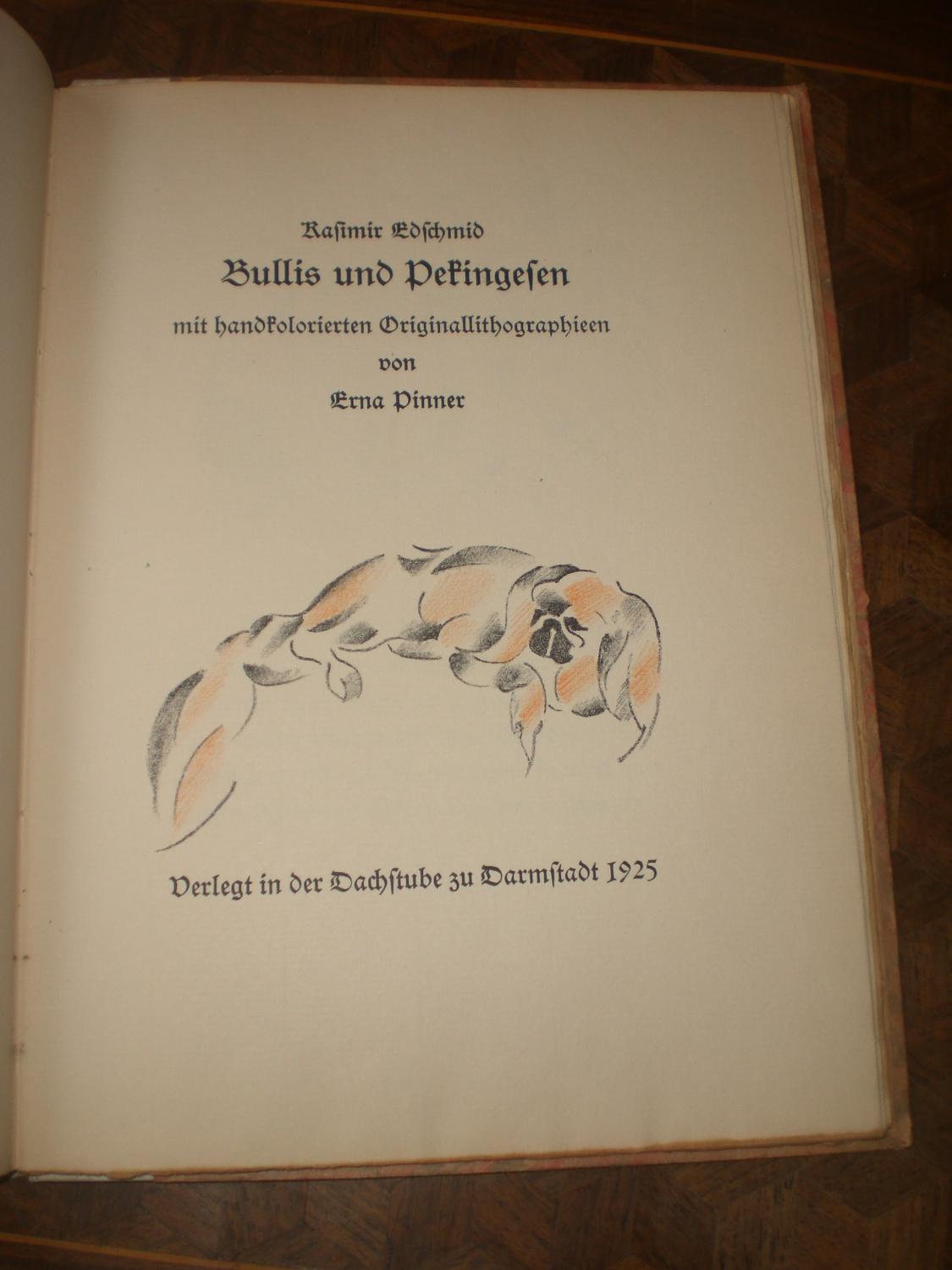 Bullis und Pekingesen mit handkolorierten Originallithographieen von ...