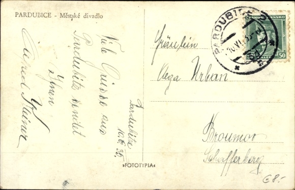 Ansichtskarte / Postkarte Pardubice Pardubitz Stadt, Mestské divadlo ...