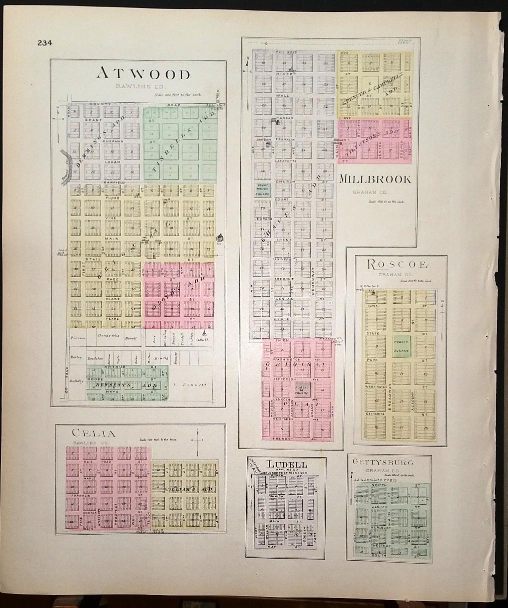 [Map] Rawlins County, Kansas [backed with] Atwood, Celia, Ludell ...
