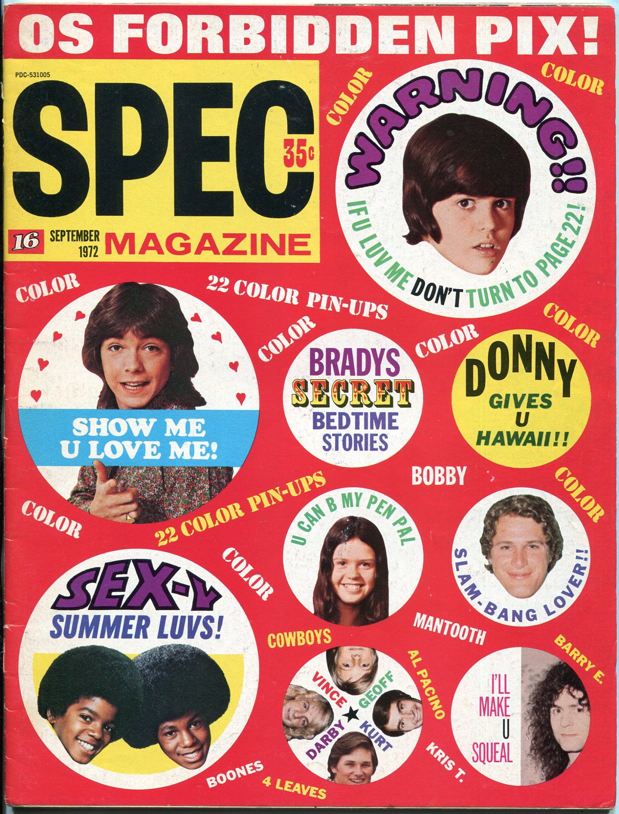 Spec Magazine September 1972 David Cassidy Michael Jackson Donny Osmond 1972 Magazine