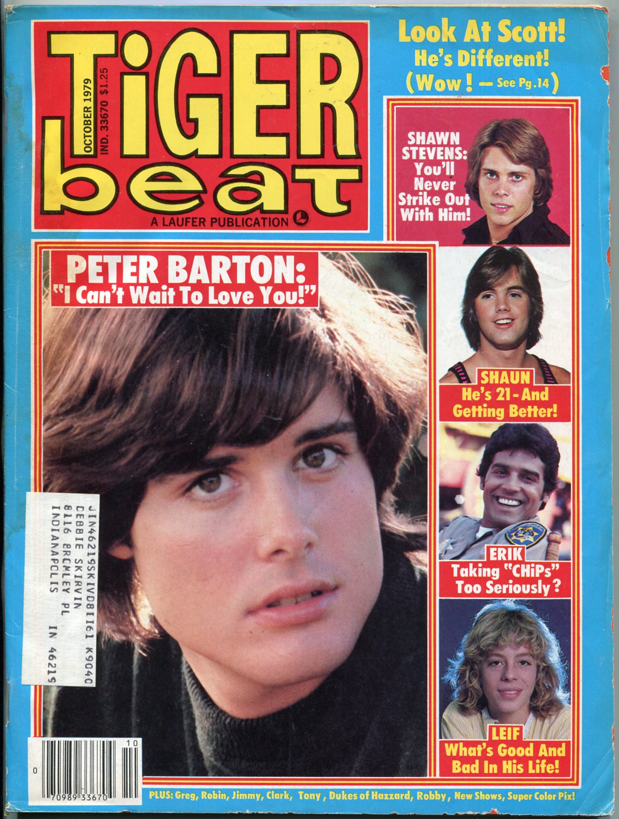 Tiger Beat Magazine October 1979- Shaun Cassidy- Peter Barton- Donny ...