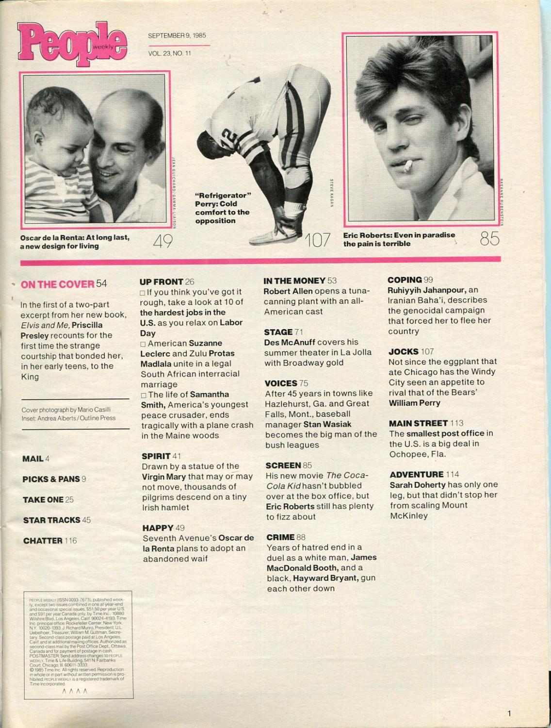People Weekly Magazine September 1985- Priscilla Presley- Eric Roberts ...