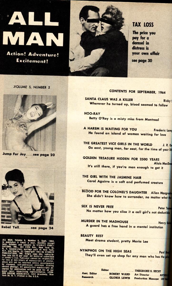 All Man 9/1964-Stanley-Spicy cover-Cheesecake-Pulp magazine: (1964 ...