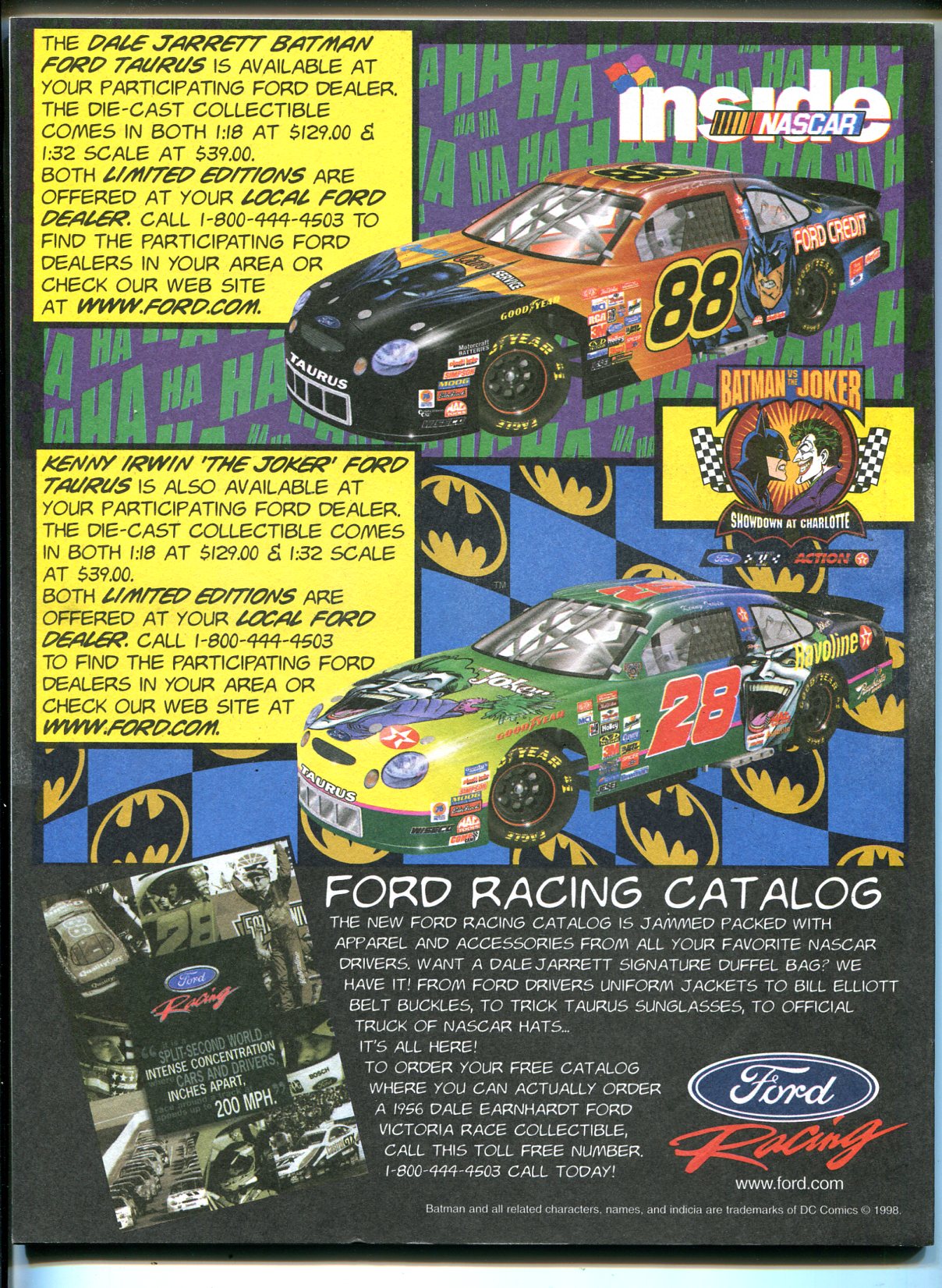 Inside NASCAR 11/1998-Batman Joker over cover-Rusty Wallace-Jeff Gordon ...