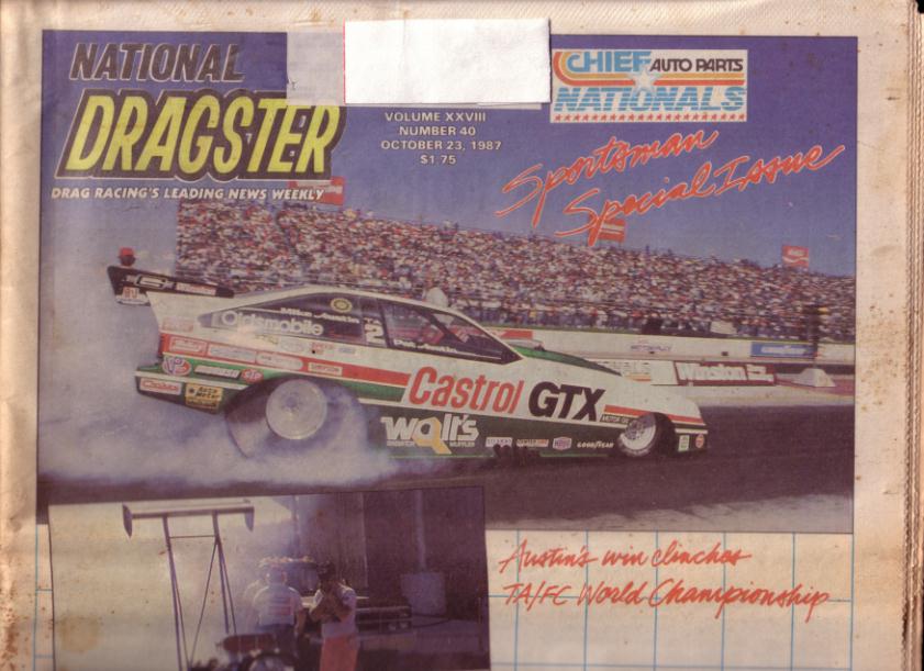 NATIONAL DRAGSTER-NHRA-10/23/87-SPORTSMAN-PAT AUSTIN- VG: Very Good ...