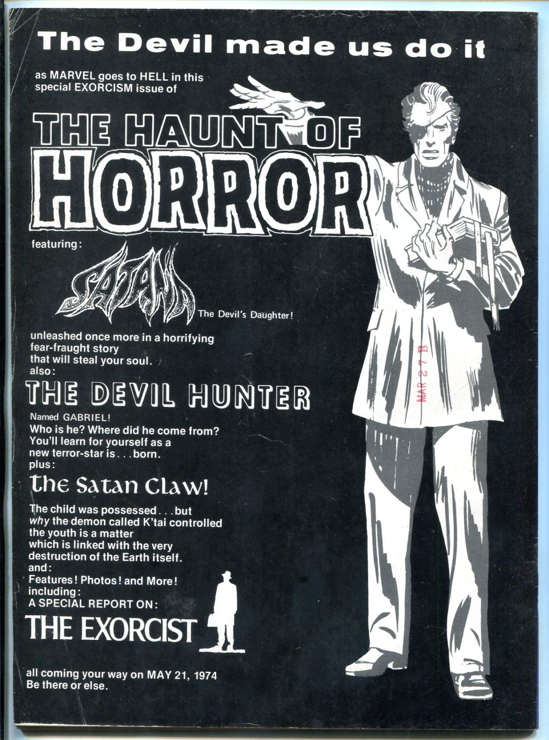 Haunt Of Horror #1 1974- Bob Larkin- Walt Simonson- Marvel Magazine FN ...