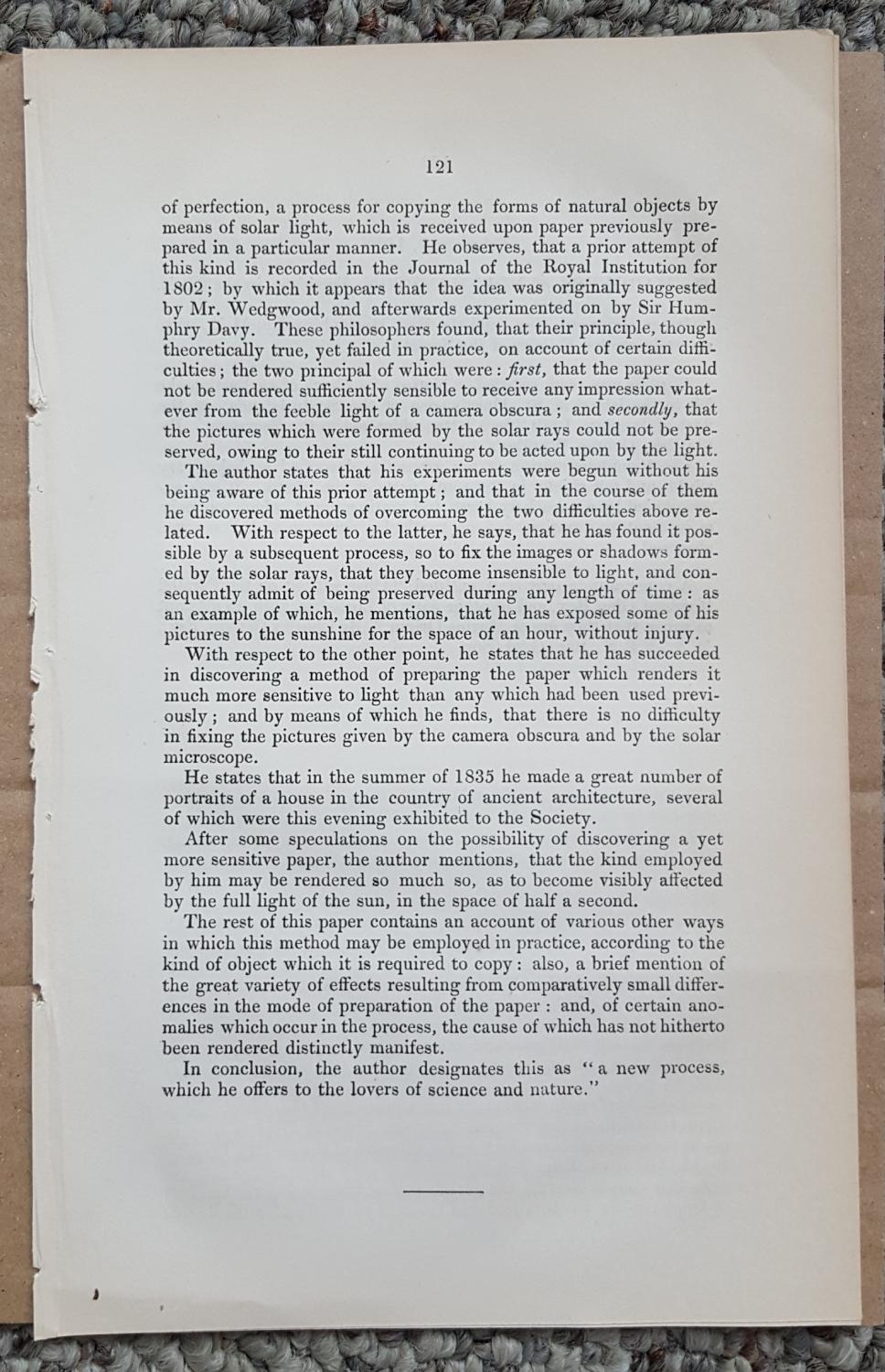 'Some account of the Art of Photogenic Drawing, or the Process by which ...