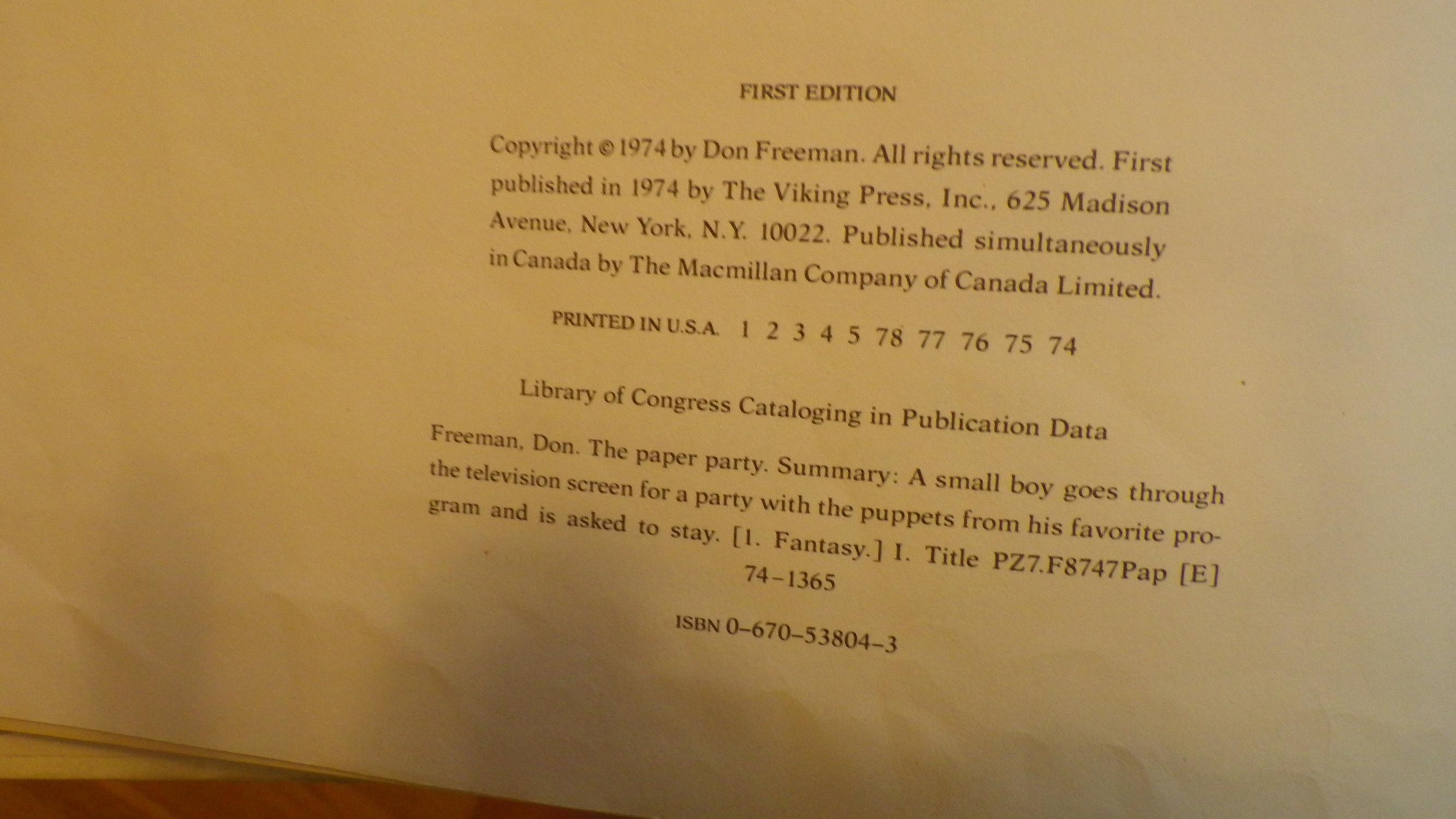 The Paper Party in Color Dustjacket, 1 NITE Jory was watching his ...