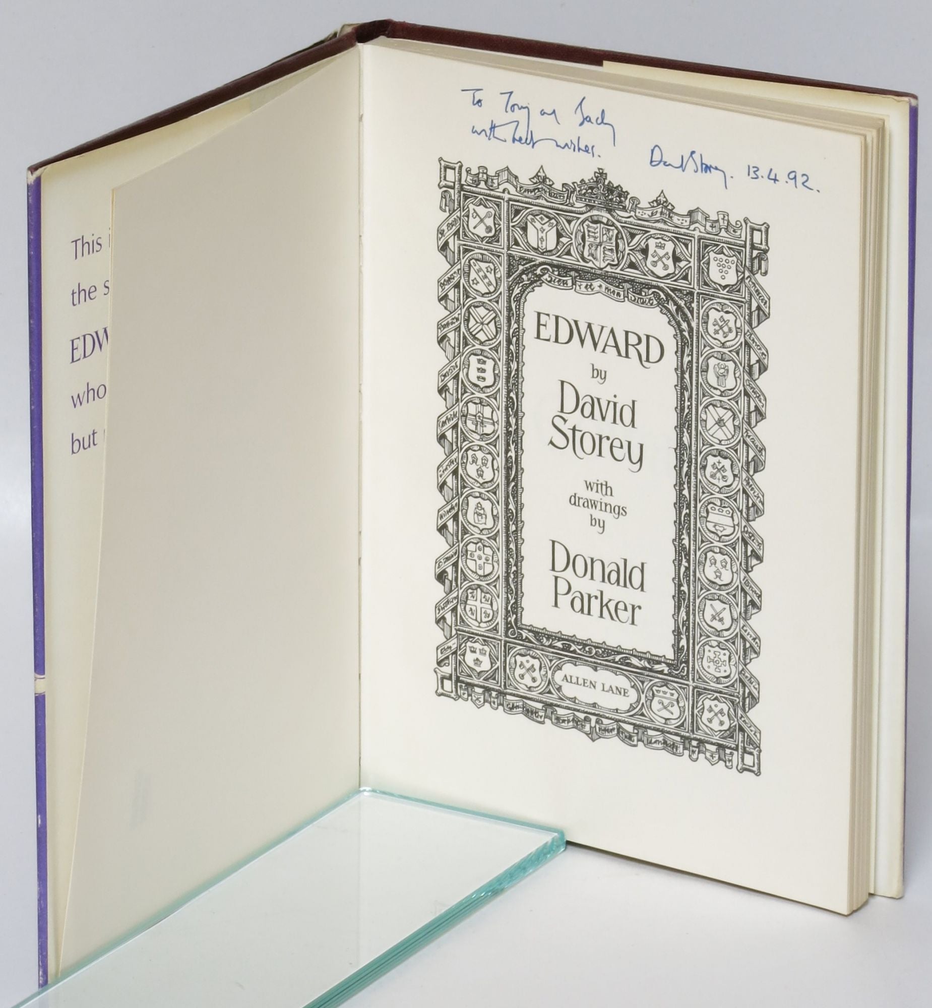 Edward by Storey, David: Hardcover (1973) First Edition., Signed by Author(s) | Eureka Books