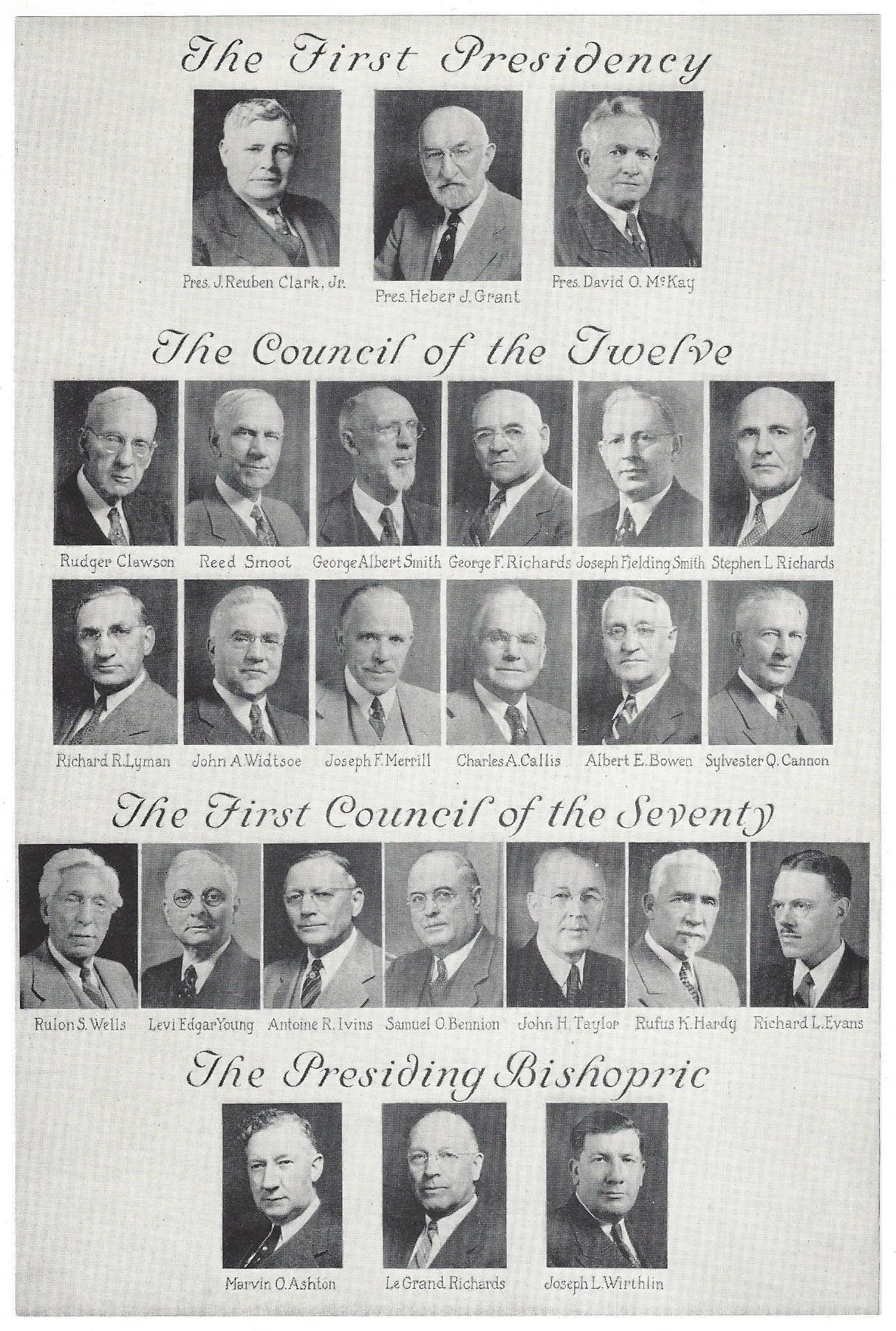 LDS General Authorities by [Grant, Heber J.]: (1940) Manuscript / Paper ...