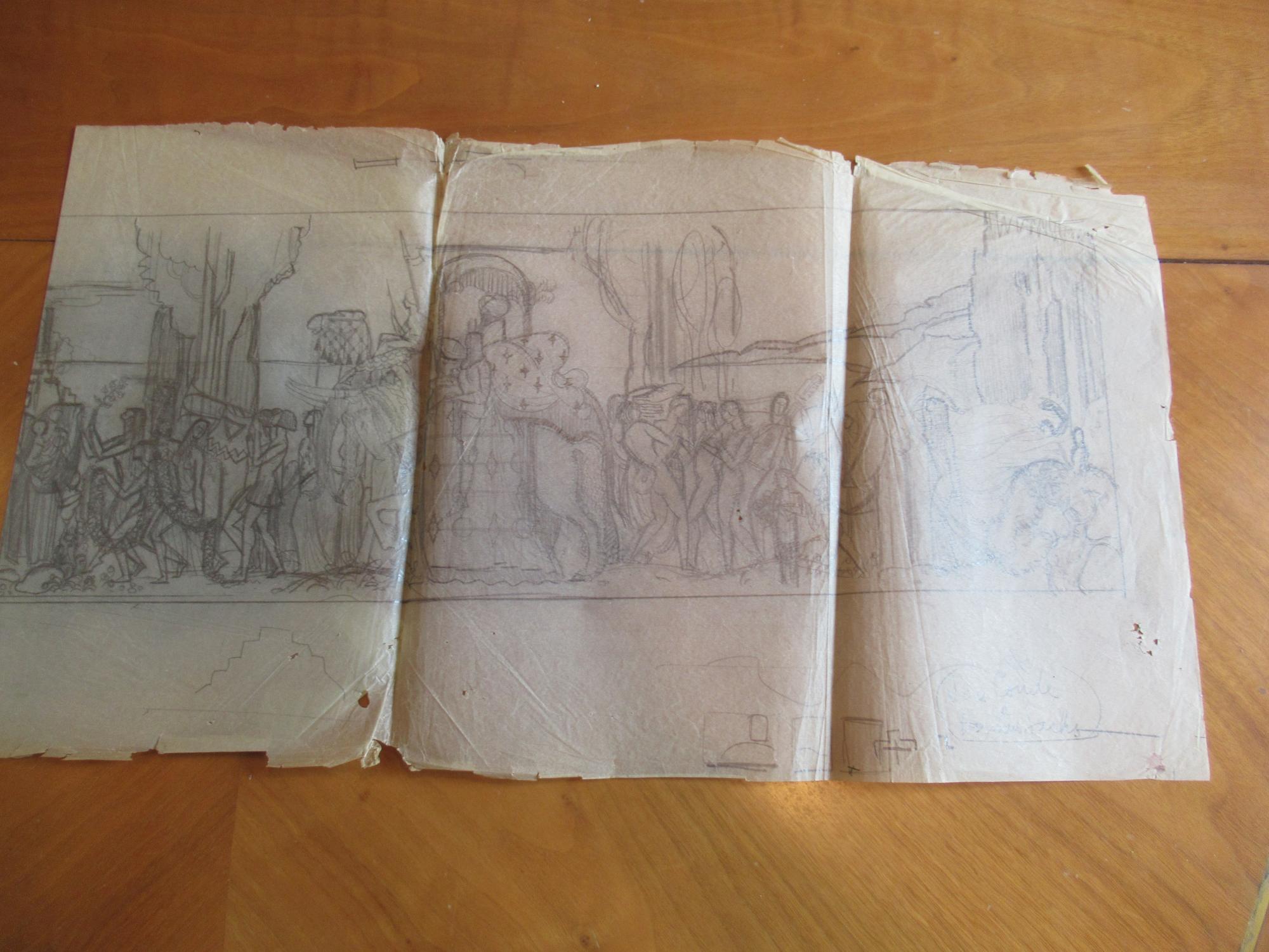 Original Sketch For Los Angeles Building Mural, By Joseph Konde And ...