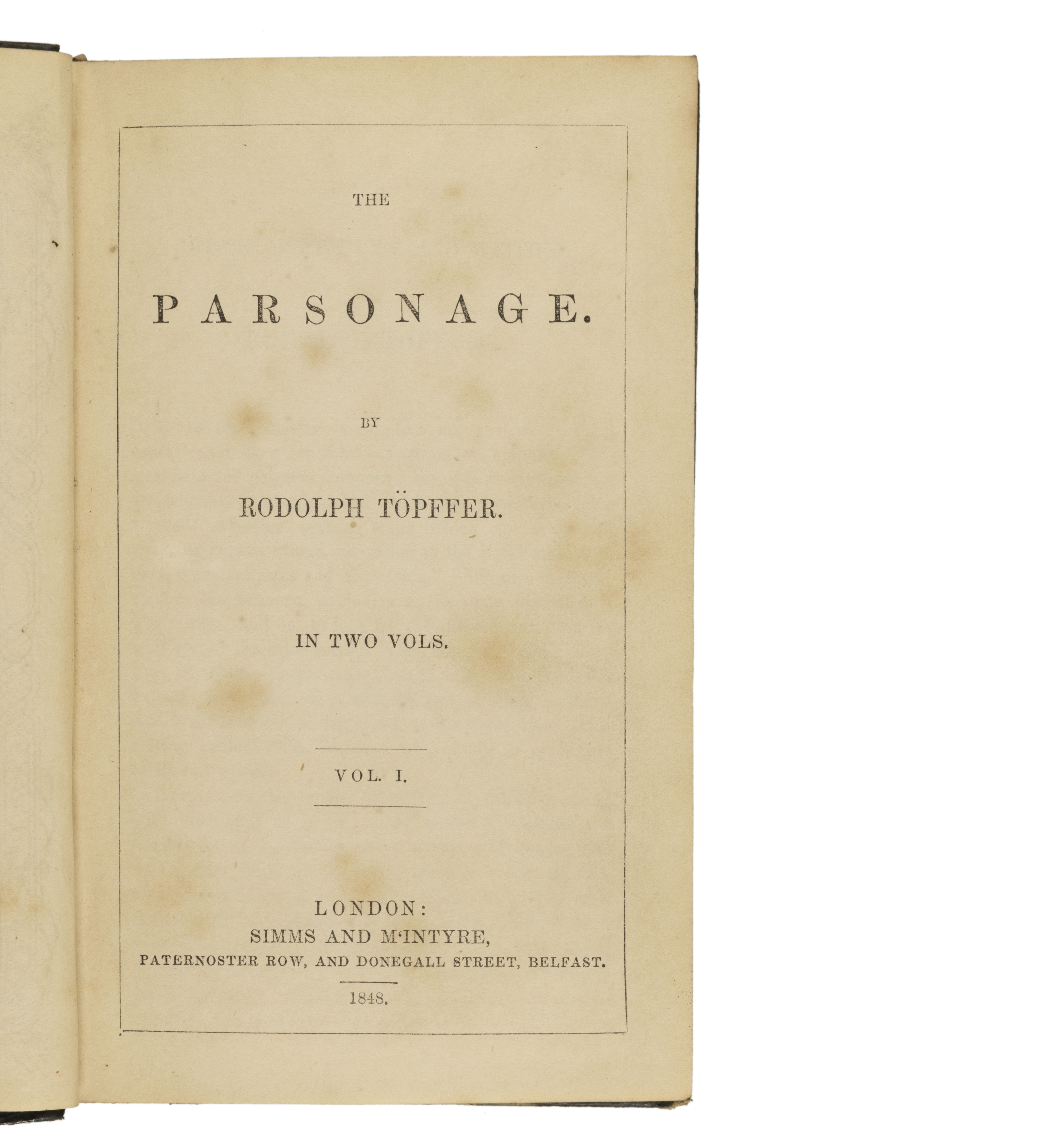 The Parsonage. 2 vols. by TÖPFFER, Rodolphe.: (1848) | Jarndyce, The ...