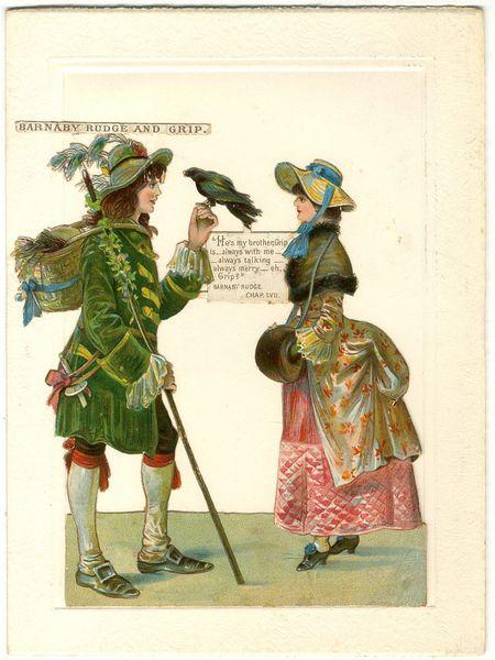 Barnaby Rudge] Characters from Dickens. Colour-printed scrap sheet ...