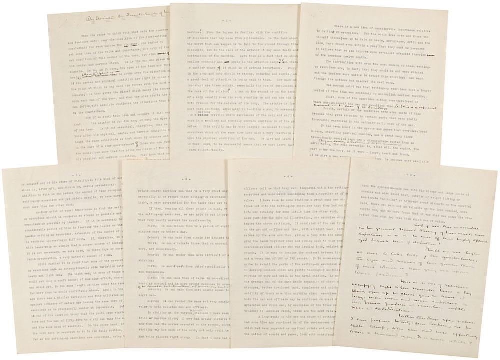 Hand-corrected typed draft, 8 pp, ca. 1917-18. Draft for an article ...