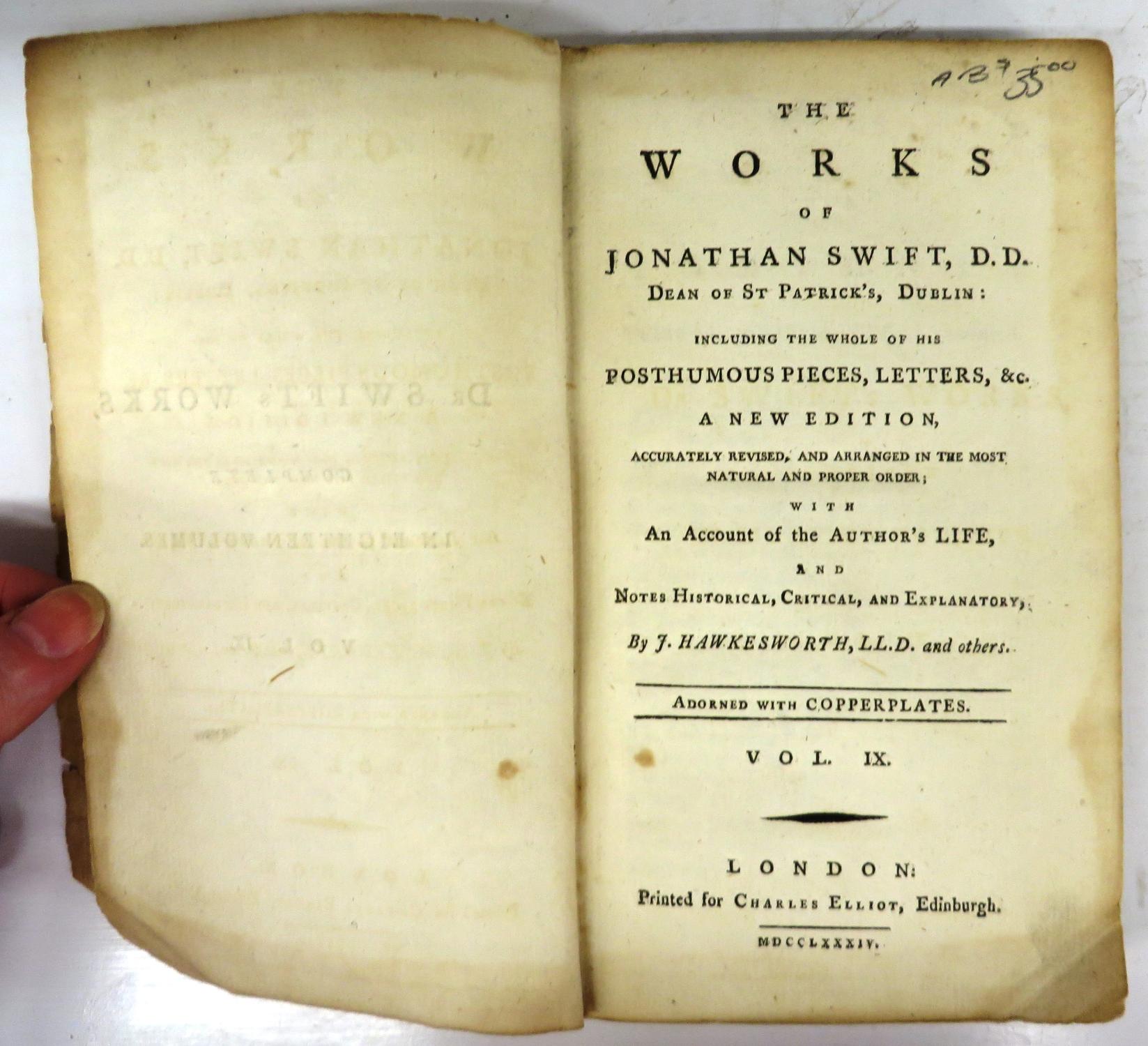 The Works of Jonathan Swift. Vol. IX by SWIFT, Jonathan; HAWKESWORTH, J ... The Works of Jonathan Swift. Vol. IX by SWIFT, Jonathan; HAWKESWORTH, J ...