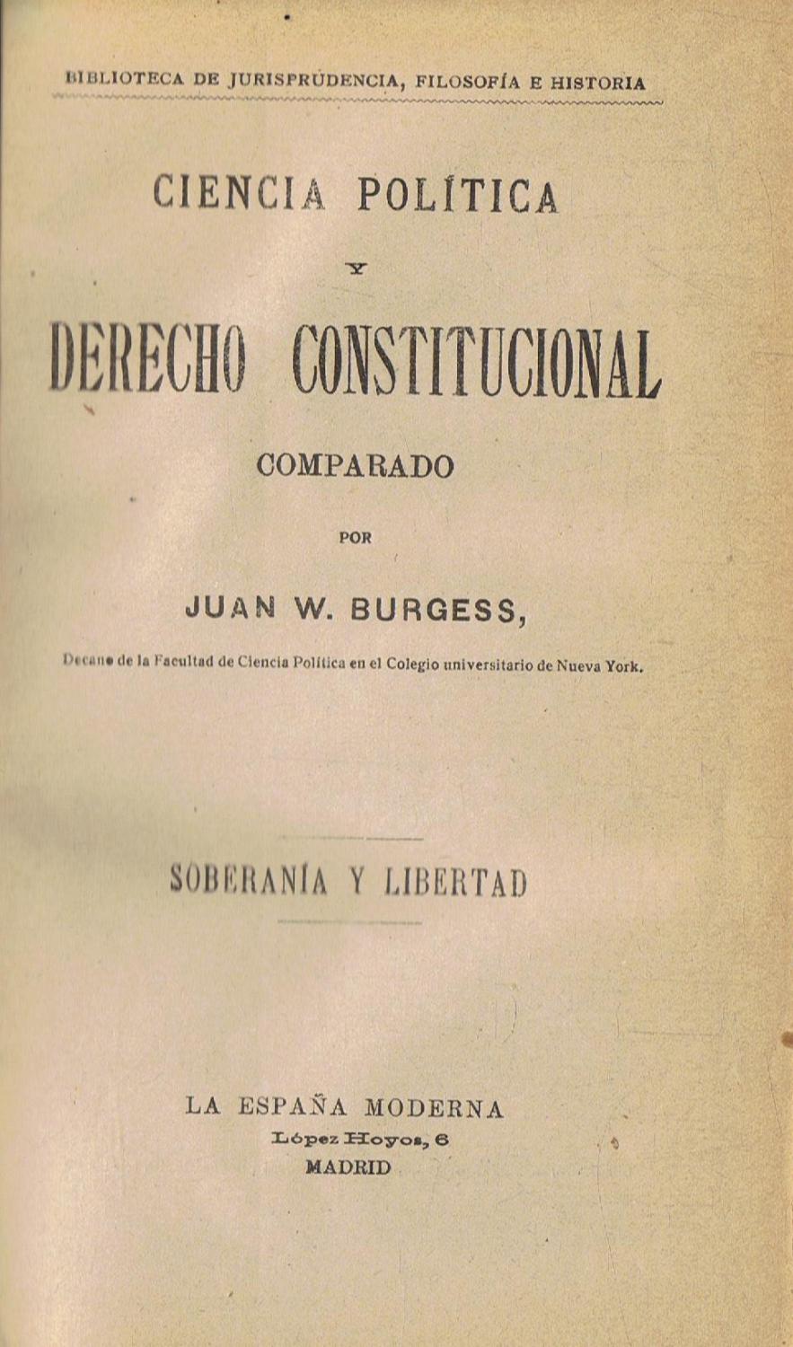 Ciencia PolÍtica Y Derecho Constitucional Comparado 2 Tomos By Burgess