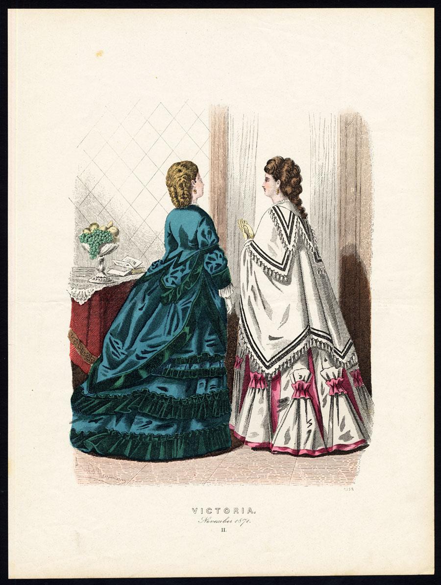 Antique Costume Print--FEMALE VICTORIAN DRESS-Plate 1558-Victoria ...