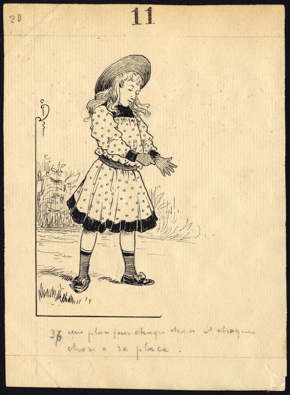 Antique Drawing-YOUNG GIRL-ITEM 11-1900: Art / Print / Poster ...