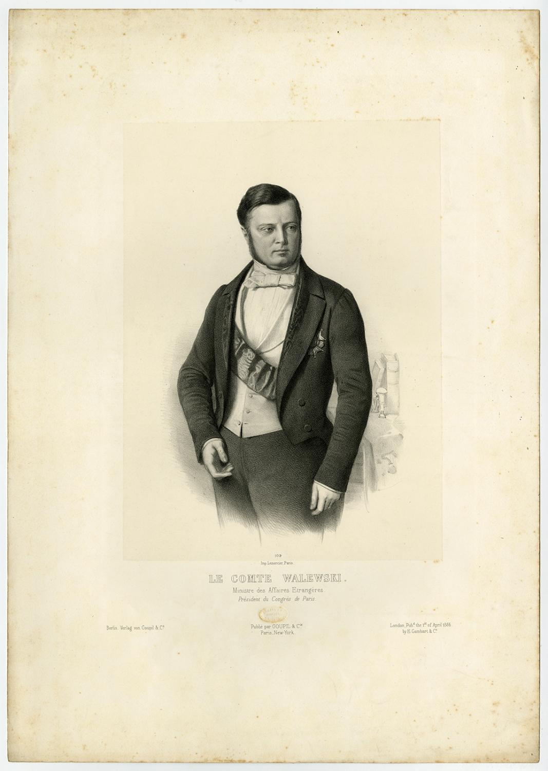 Antique Print-PORTRAIT-ALEXANDRE WALEWSKI-POLISH POLITICIAN-Lemercier ...