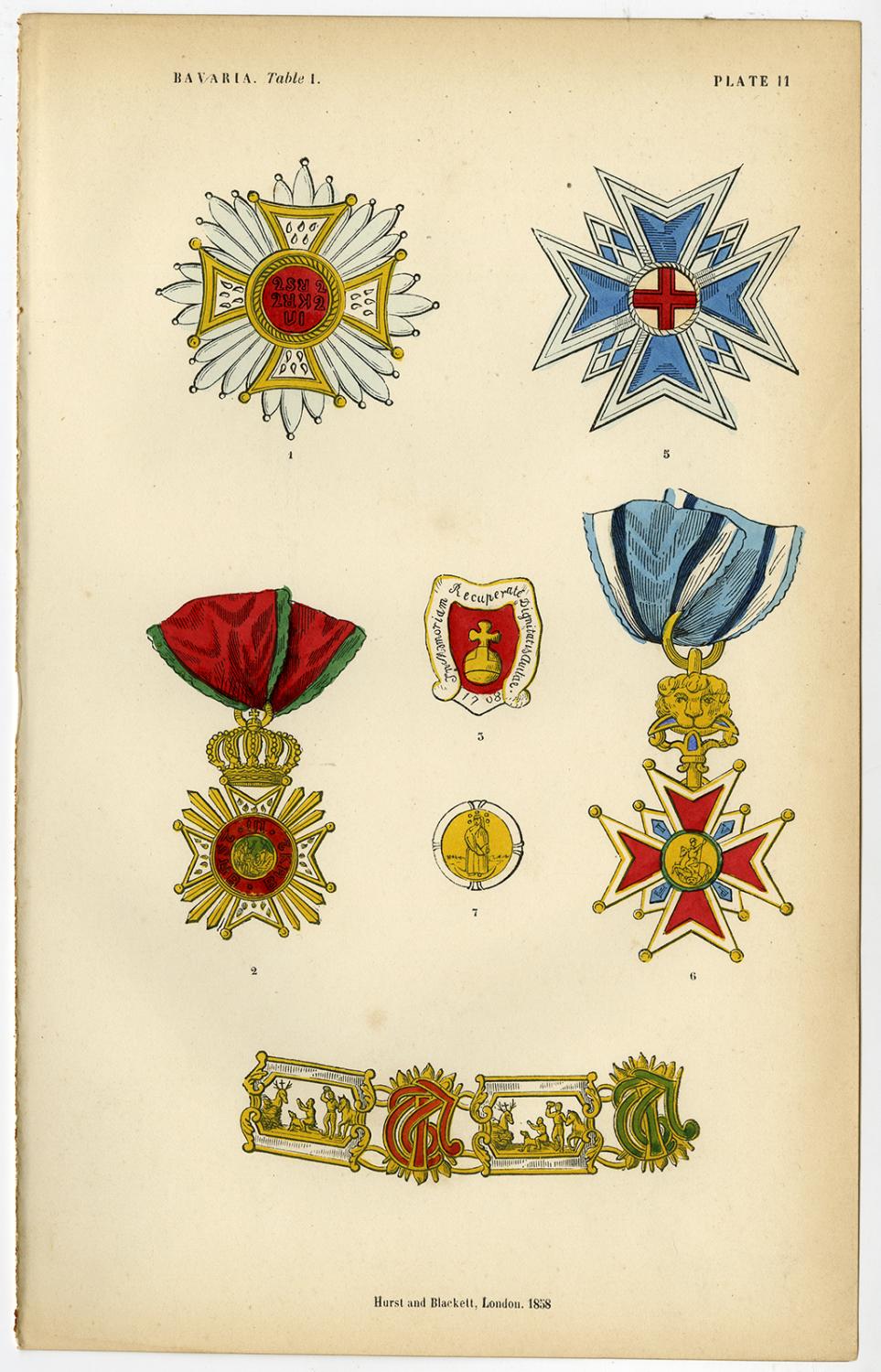 Antique Print-ORDER OF SAINT HUBERT-DECORATIONS-MEDAL-BAVARIA-PL 11 ...