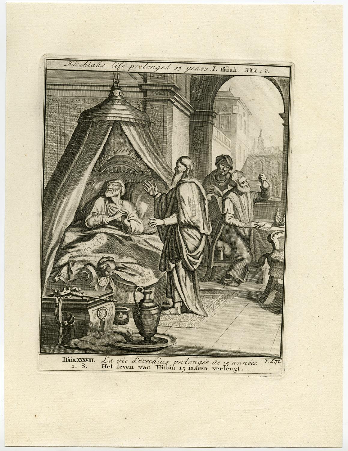 Antique Print-ISAIAH-SICK-BED-HEZEKIAH-DOCTOR-PISKIJKER-V.T. 71-Scheits ...