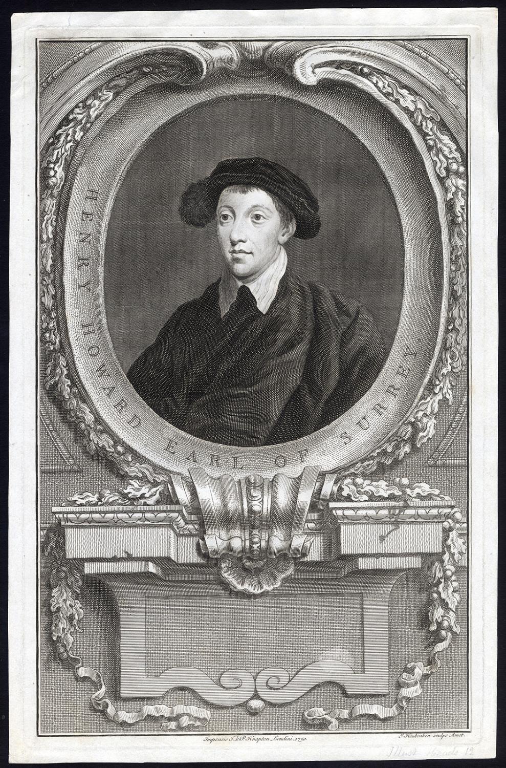 Antique Print-PORTRAIT-HENRY HOWARD-EARL OF SURREY-Houbraken-1750: Art ...