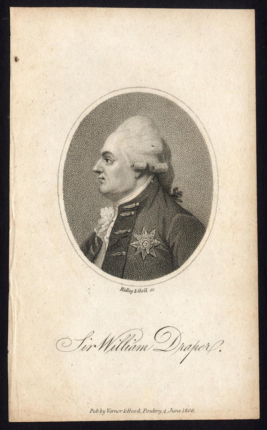 Antique Print-PORTRAIT-SIR WILLIAM DRAPER-MILITARY OFFICER-Ridley-Holl ...