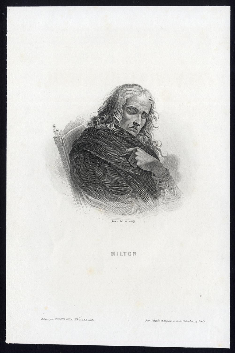 Antique Print-PORTRAIT-JOHN MILTON-POET-Roze-1850: Art / Print / Poster ...