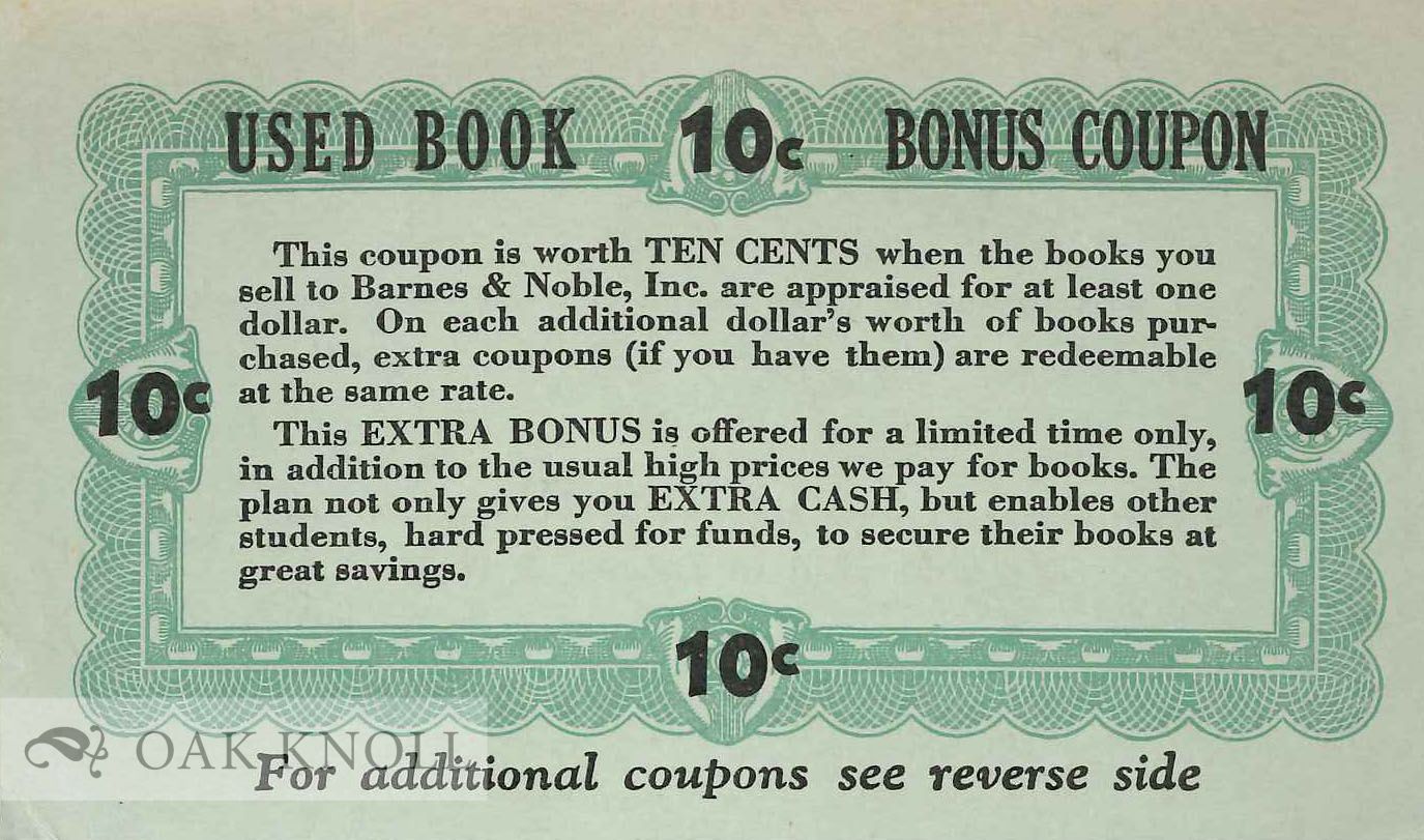 Used Book Bonus Coupon by Barnes & Noble: (1938) | Oak Knoll Books ...