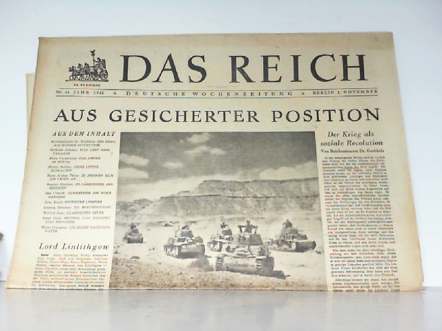 Das Reich. Nr. 44 Jahr 1942. Deutsche Wochenzeitung. by Reich, Das ...