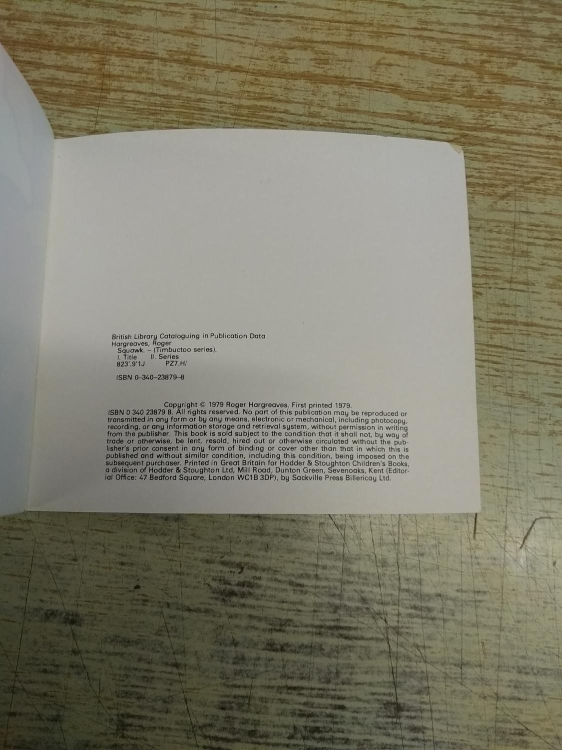 Squawk (Timbuctoo Series) by Roger Hargreaves: Very Good Soft Cover ...