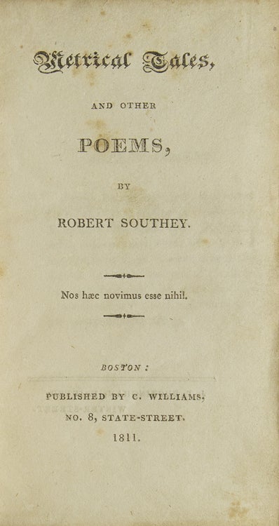 Metrical Tales and other Poems par Southey, Robert: (1812) | The Old ...