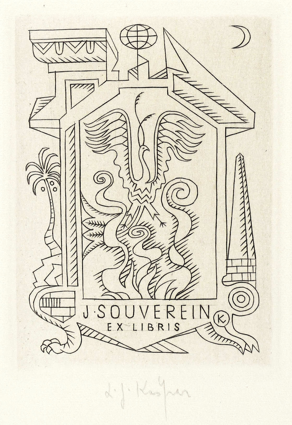 Kaspar, Ladislav Josef. Exlibris J. Souverein von Ladislav Josef Kaspar: sehr guter Zustand ...
