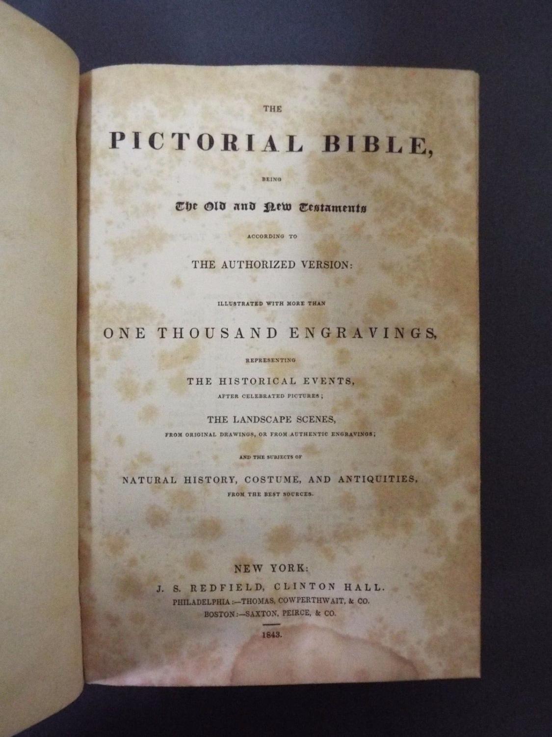 1843/1844 - The Pictorial Bible: Fine Hardcover | Cross and Crown Rare ...