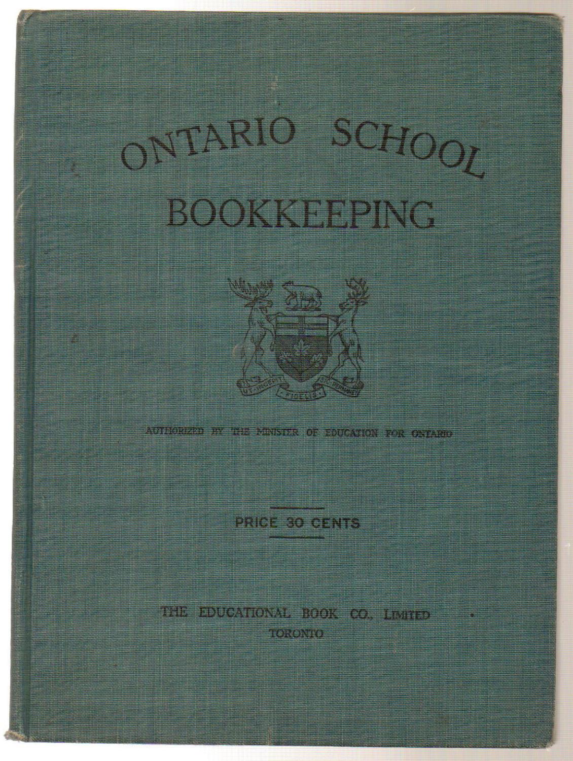 Ontario School Bookkeeping by Minister of Education: Very Good ...