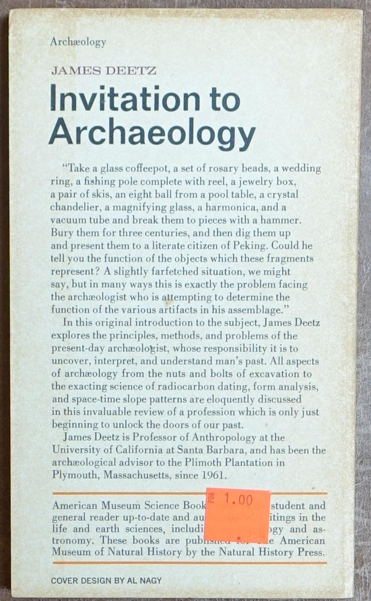 Invitation to Archaeology by Deetz, James: Good Mass Market Paperback ...