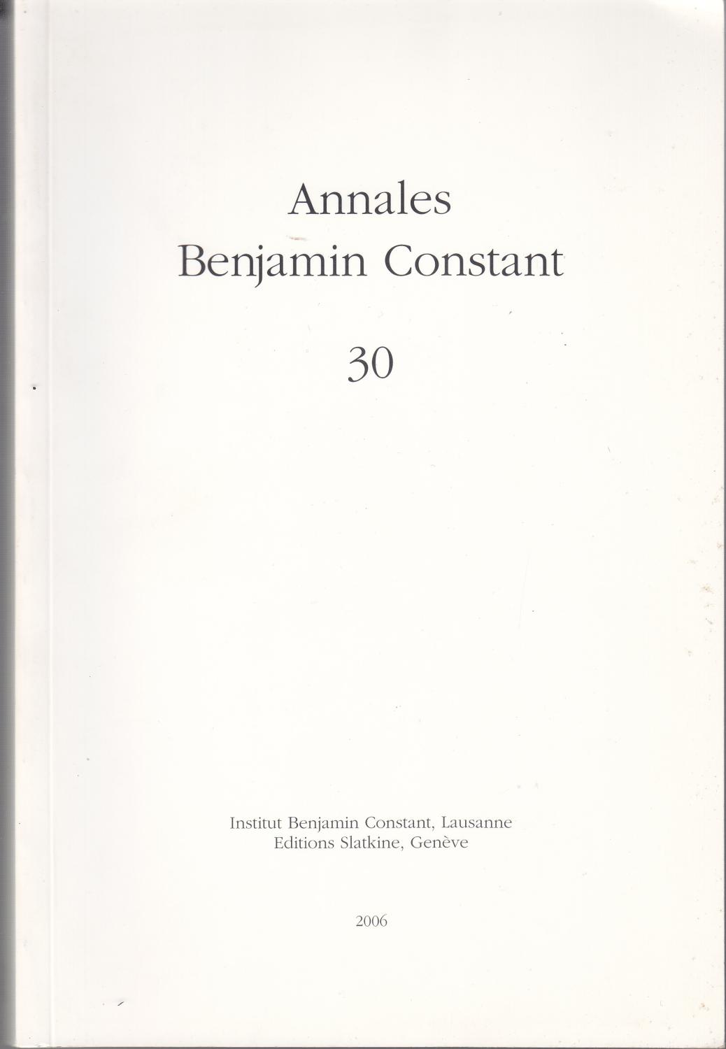 Annales Benjamin Constant 30 par Marianne Berlinger Konqui et Anne ...