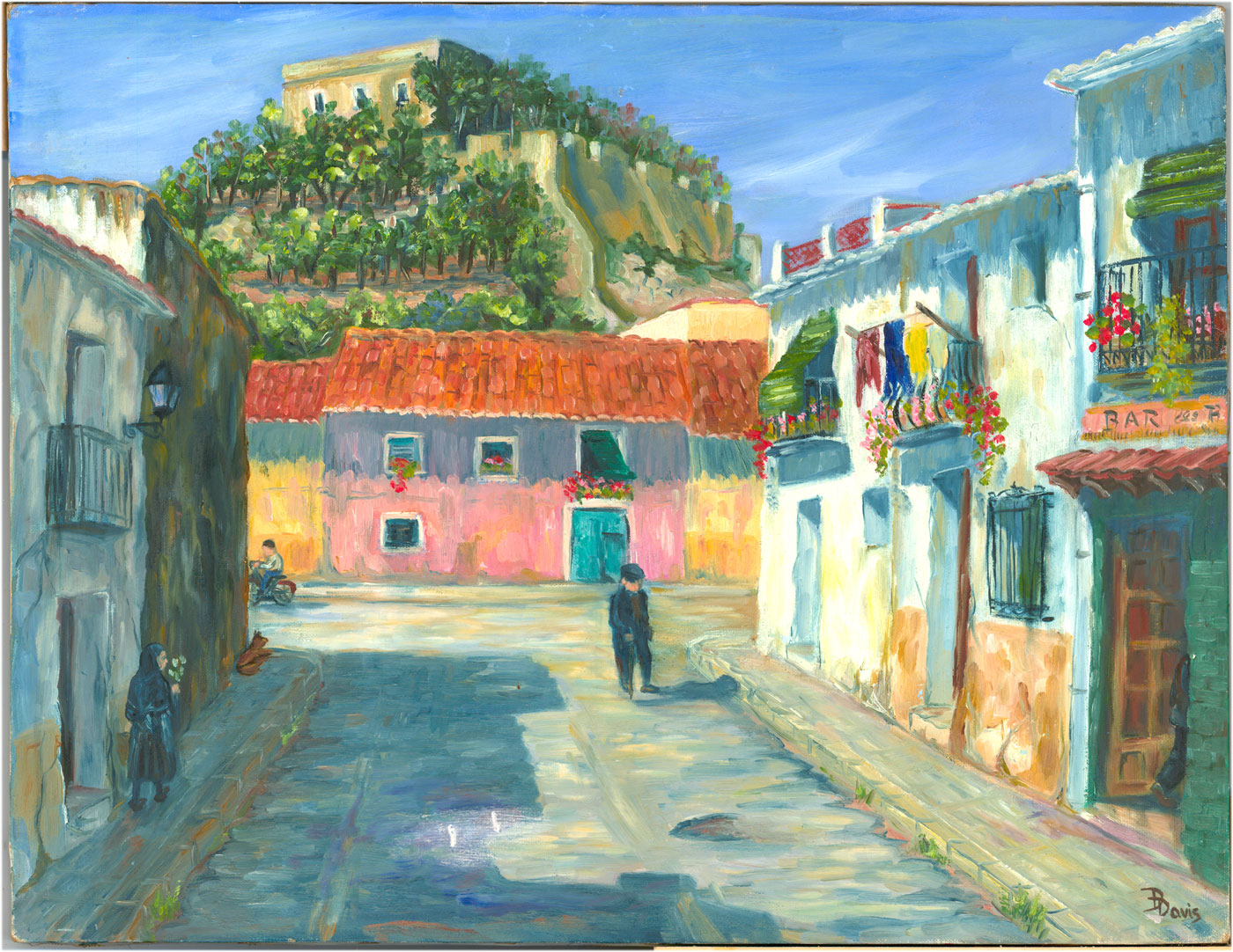 D.Davis - Signed Contemporary Oil, Continental Street Scene von D.Davis ...