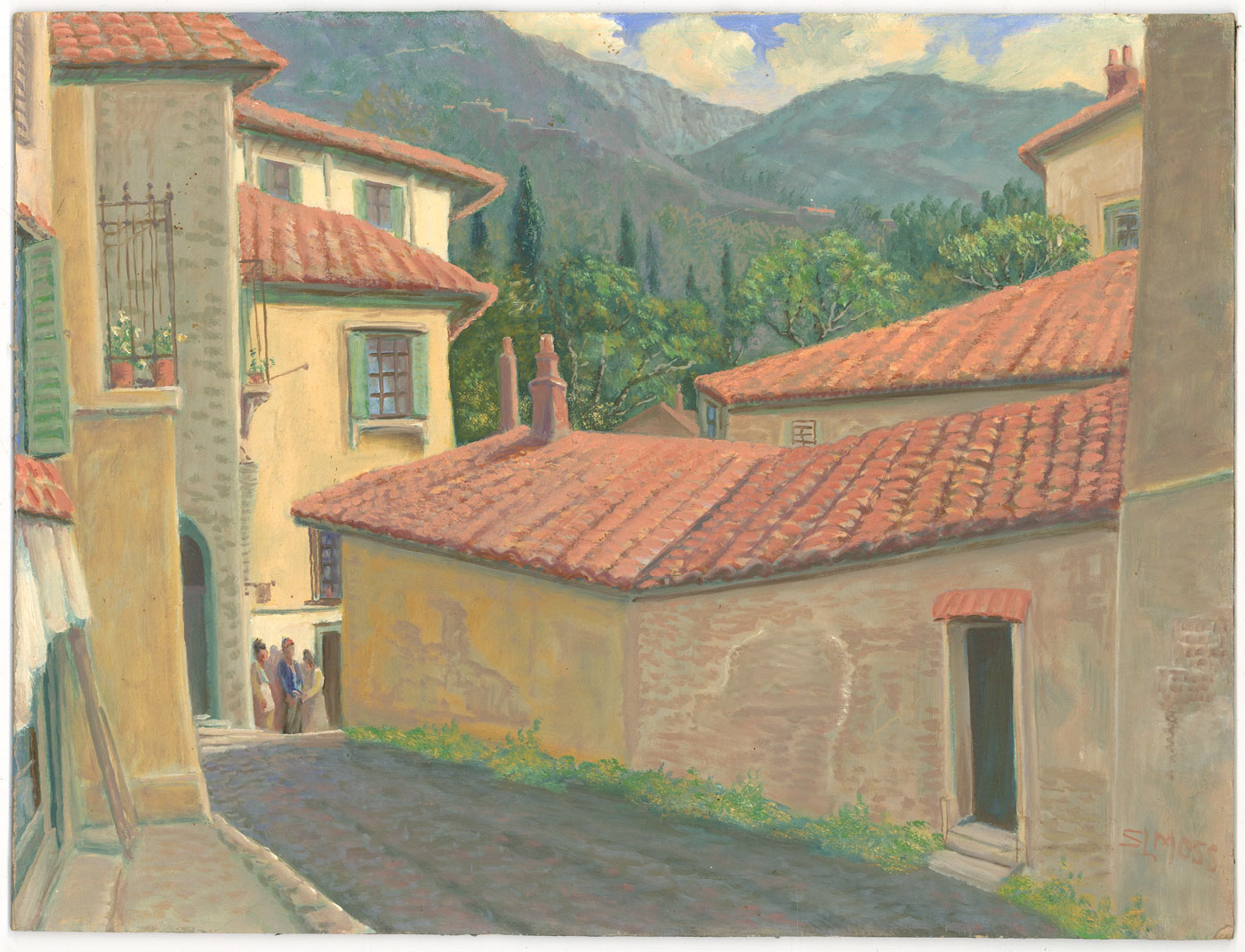 S.L. Moss - Contemporary Oil, Continental Town Scene von S.L. Moss ...