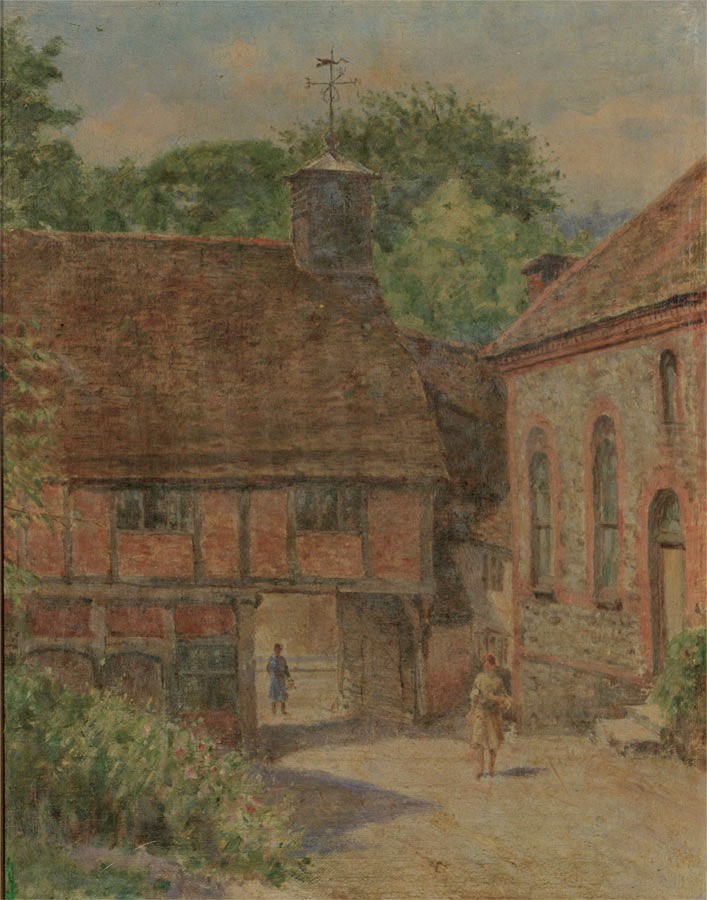 Framed Early 20th Century Oil - Rural Village Scene with Figures: Kunst ...